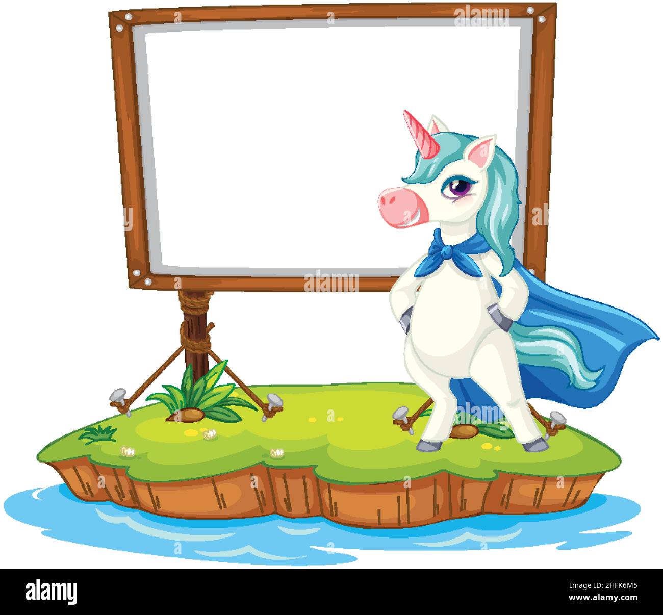 Fantasy unicorn with empty board illustration Stock Vector Image & Art ...