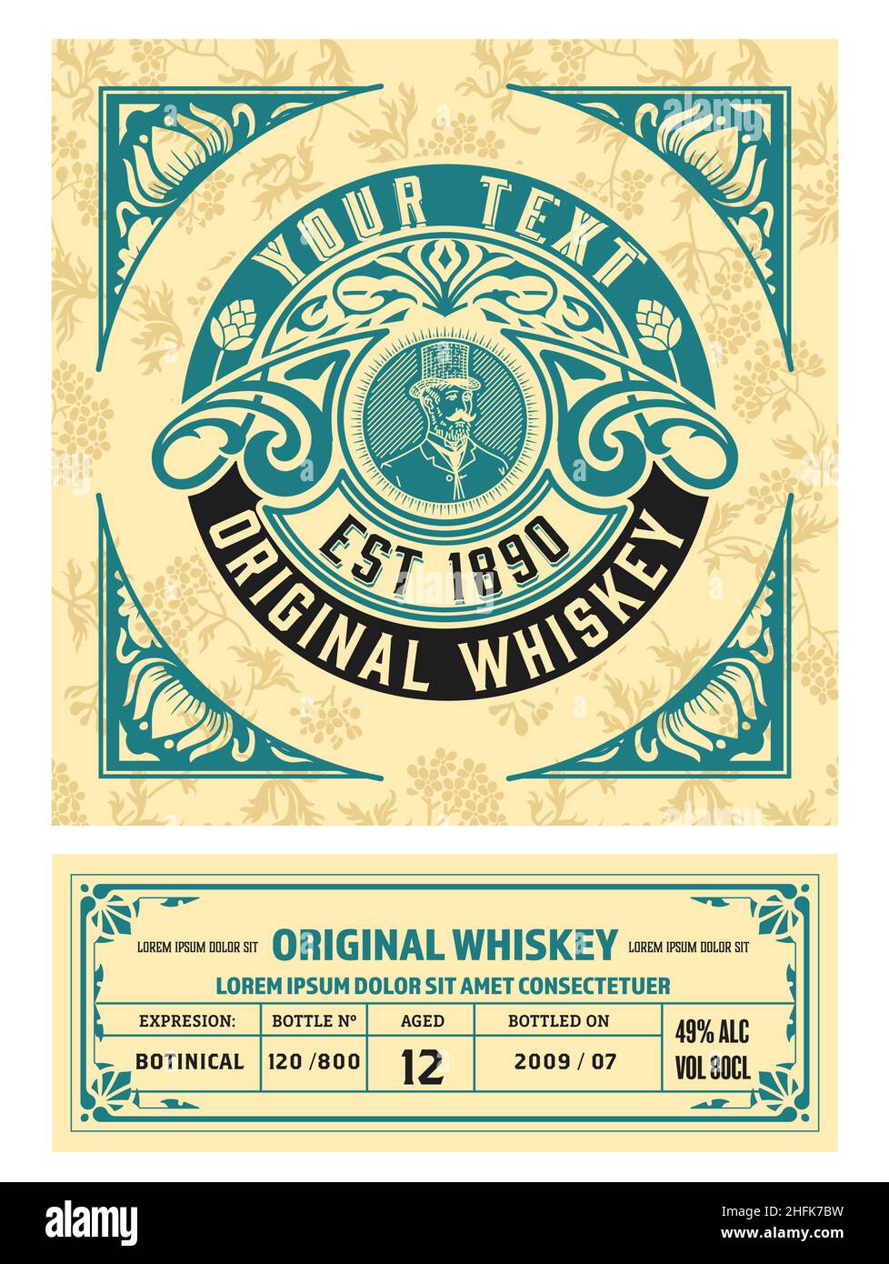 Whiskey label with old frames Stock Vector Image & Art - Alamy