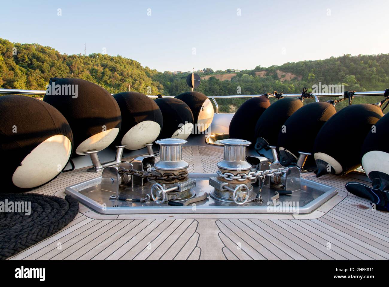 Anchor lowering and raising mechanism, Anchor Buoys and rigging on the ...
