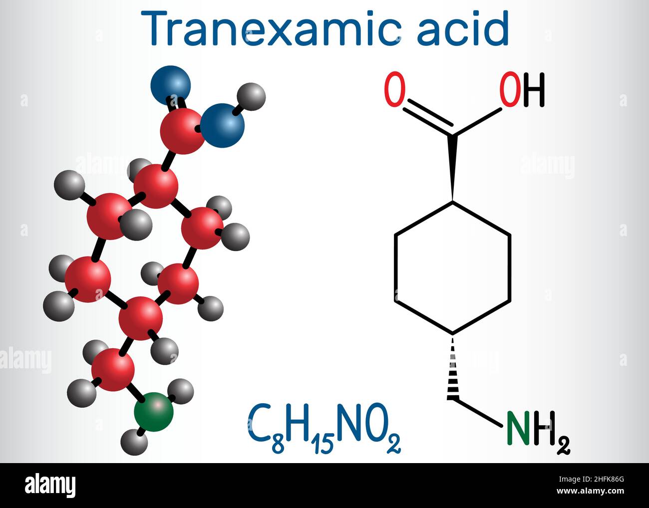 Tranexamic acid (TXA) drug molecule, is used for preventing excessive ...