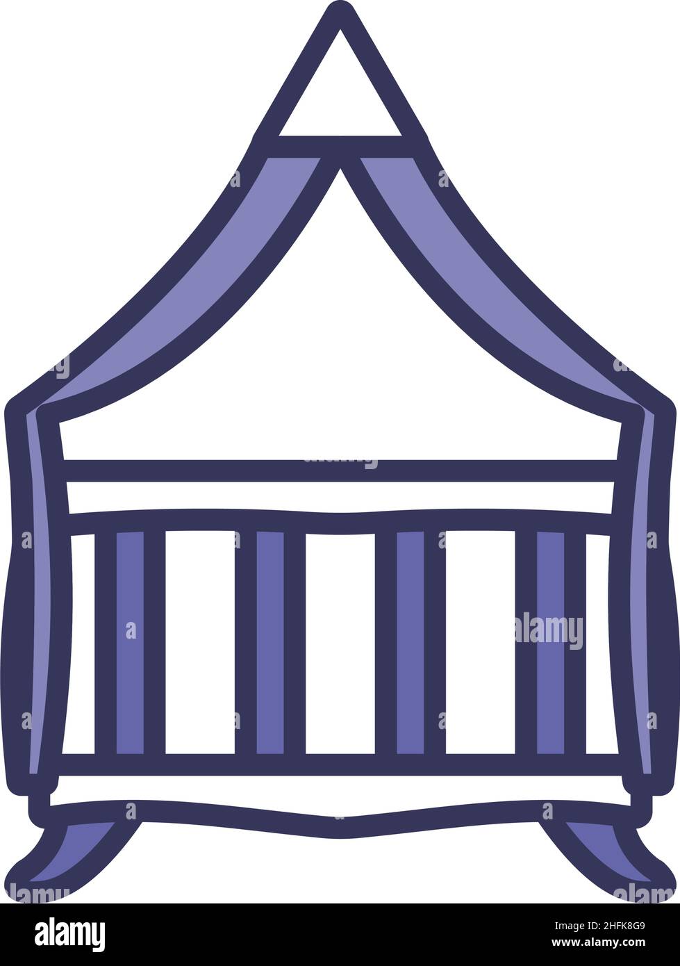 Crib With Canopy Icon. Editable Bold Outline With Color Fill Design ...
