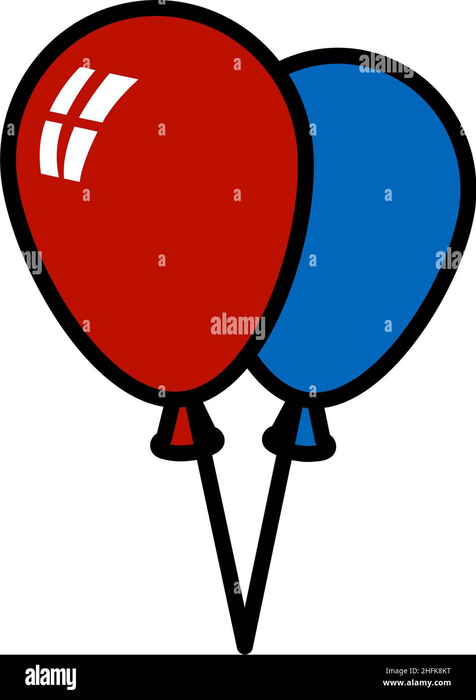 Two Balloons Icon. Editable Bold Outline With Color Fill Design. Vector ...