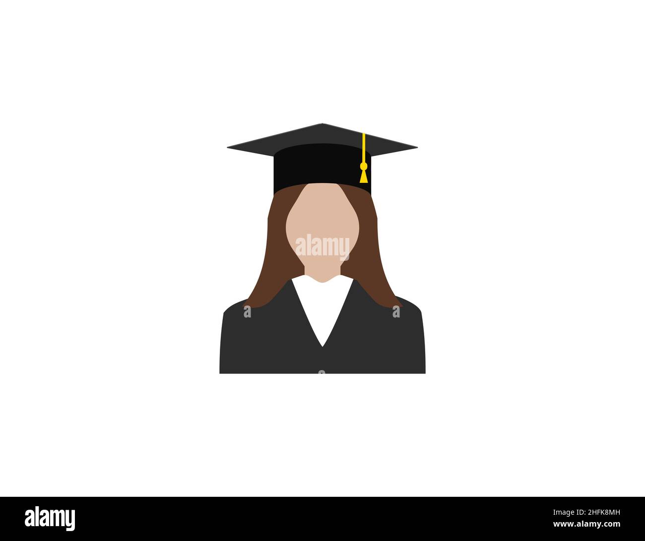 Woman, girl, graduation hat icon. Vector illustration. Flat design ...