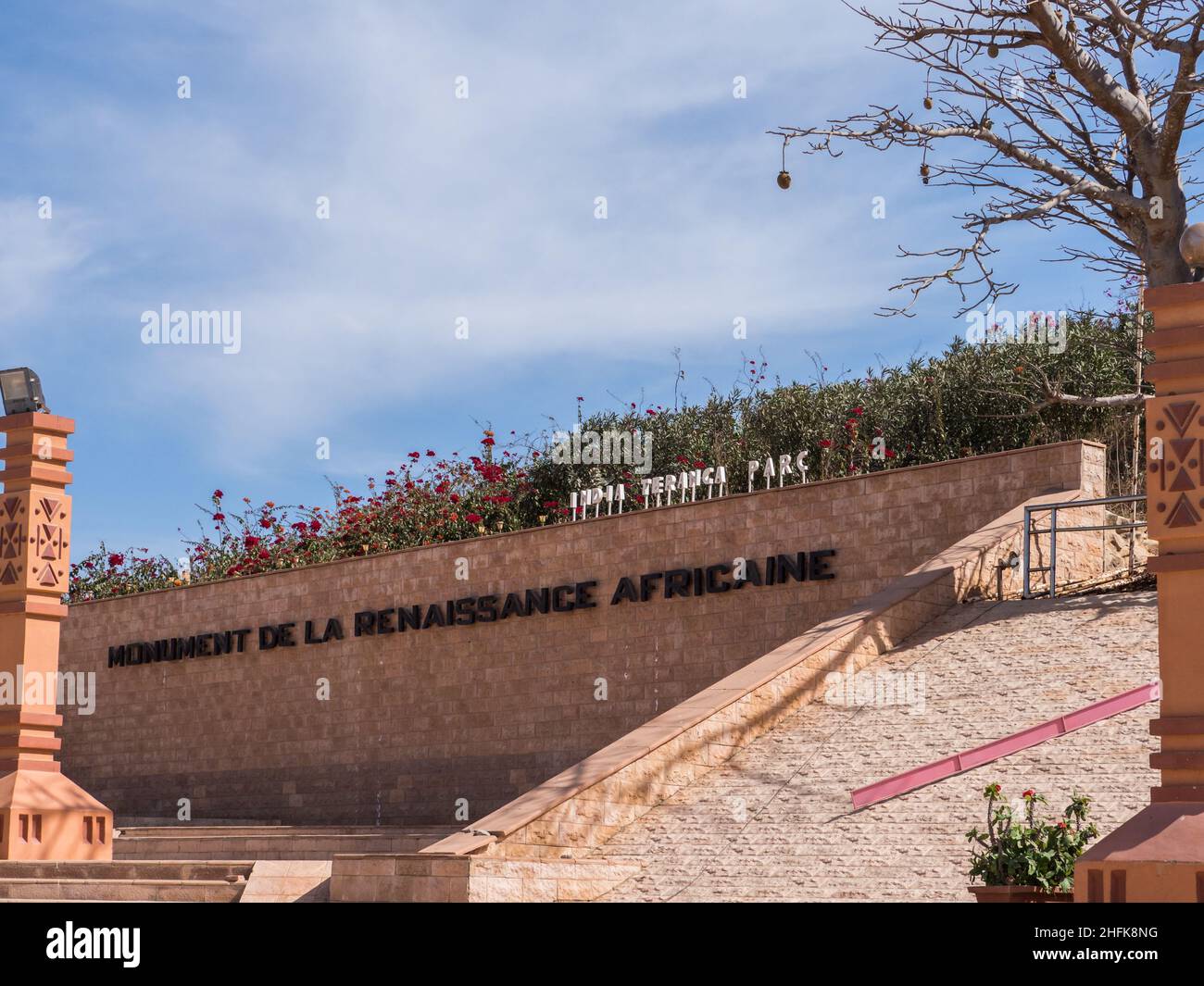 Dakar, Senegal - February 02, 2019 Park near African Renaissance ...