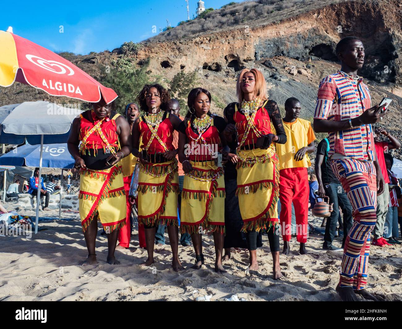 Dakar, Senegal - Feb, 2019: The Kumpo dance on the beach in Dakar. The ...