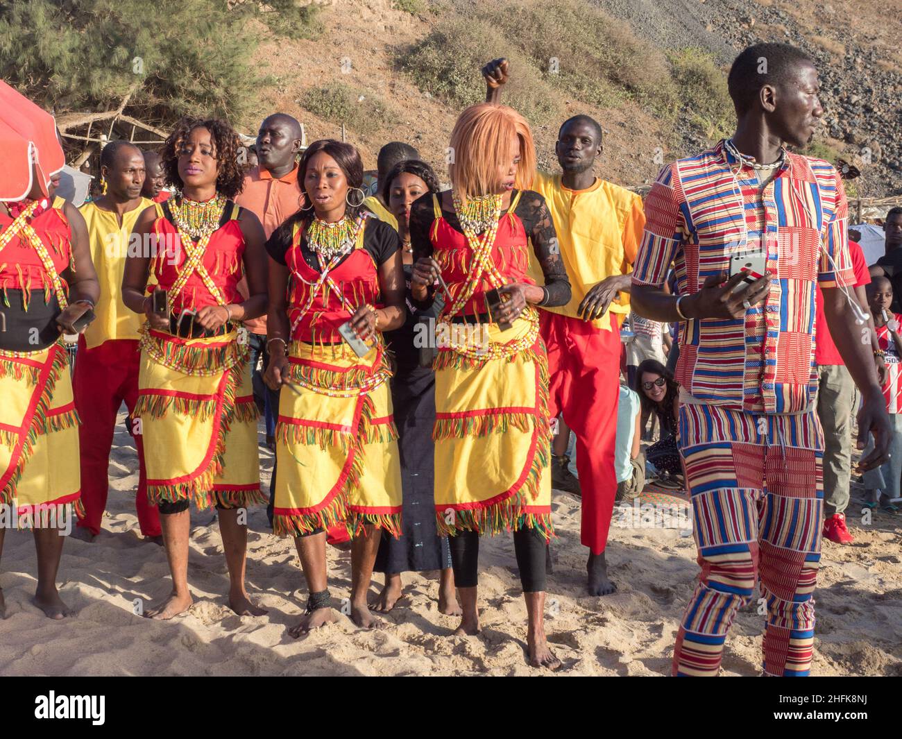Dakar, Senegal - Feb, 2019: The Kumpo dance on the beach in Dakar. The ...