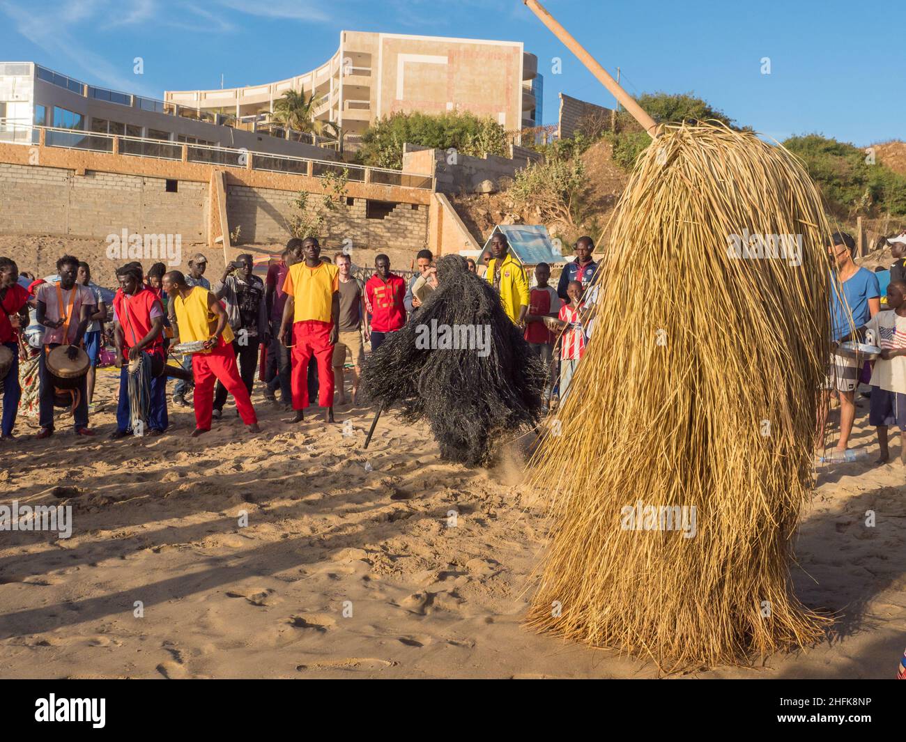 Dakar, Senegal - Feb, 2019: The Kumpo dance on the beach in Dakar. The ...