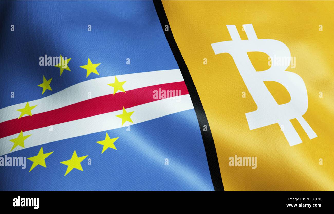 3D Illustration of waving Bitcoin and Cape Verde flag Stock Photo - Alamy
