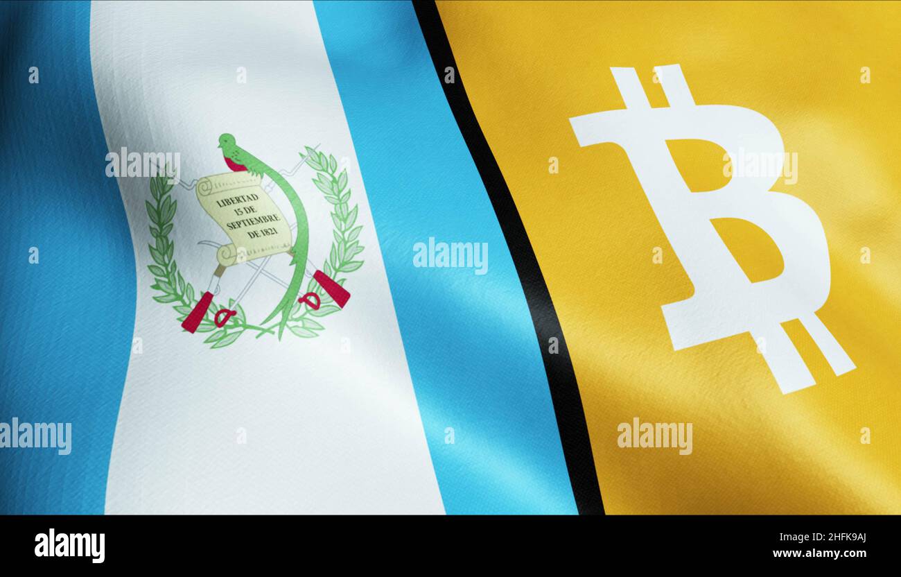 3D Illustration of waving Bitcoin and Guatemala flag Stock Photo - Alamy