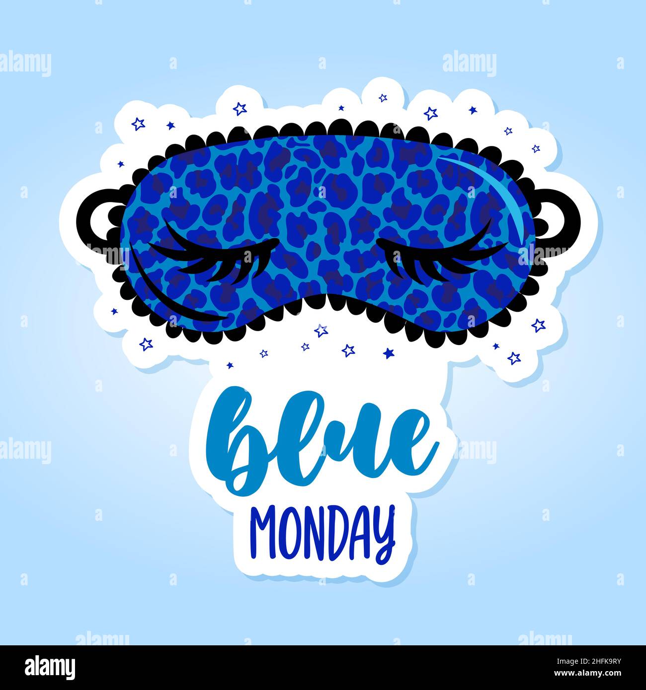 Blue monday - funny hand drawn doodle, seamless pattern. sleeping mask ...
