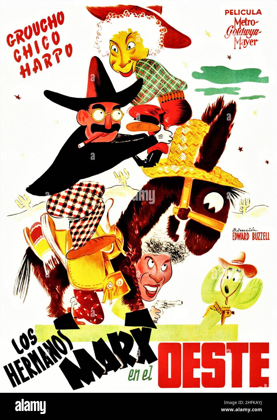HARPO MARX, CHICO MARX and GROUCHO MARX in GO WEST (1940), directed by ...