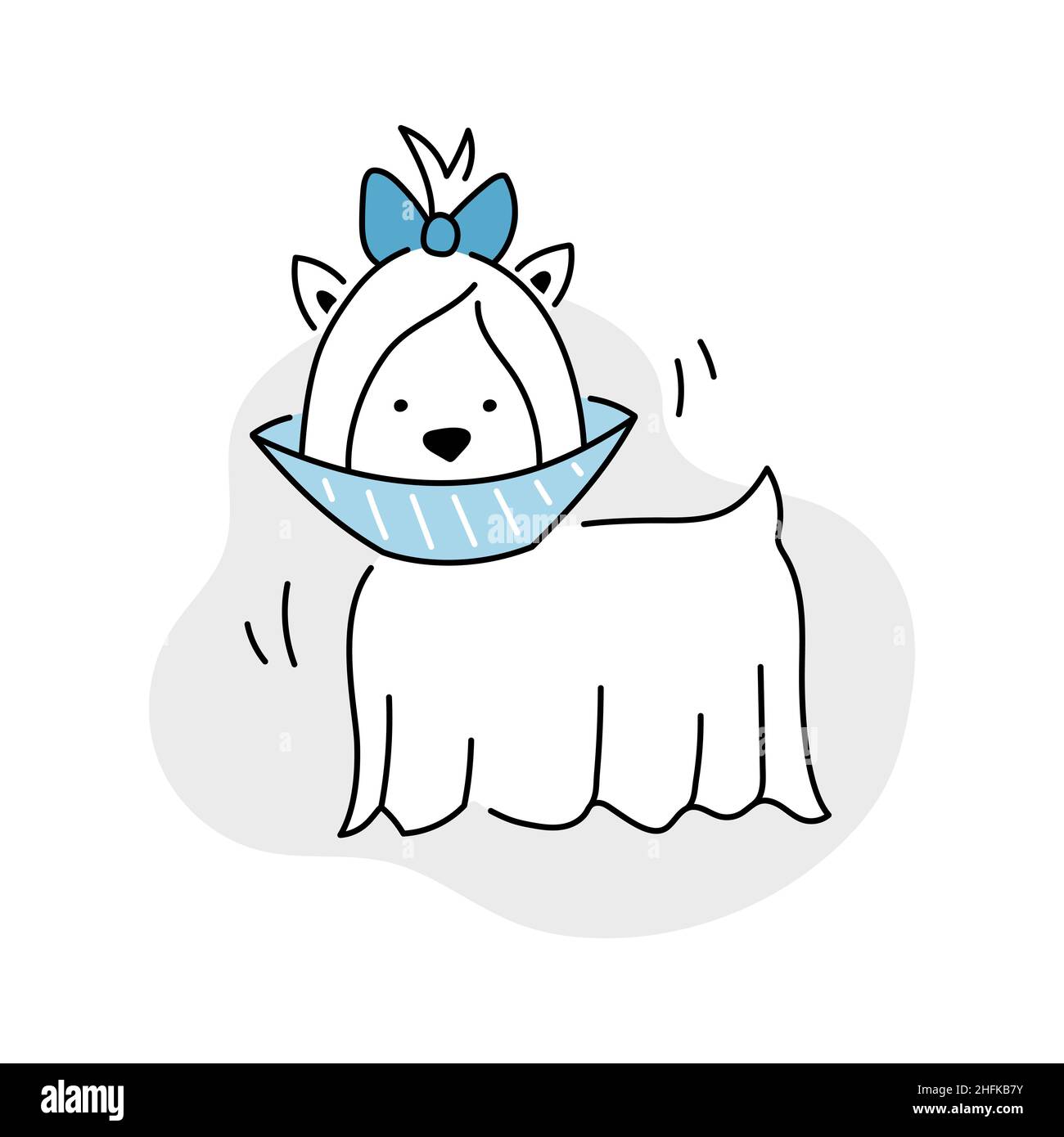 Sick dog line doodle icon for veterinary clinic. Dog, pet health vector ...