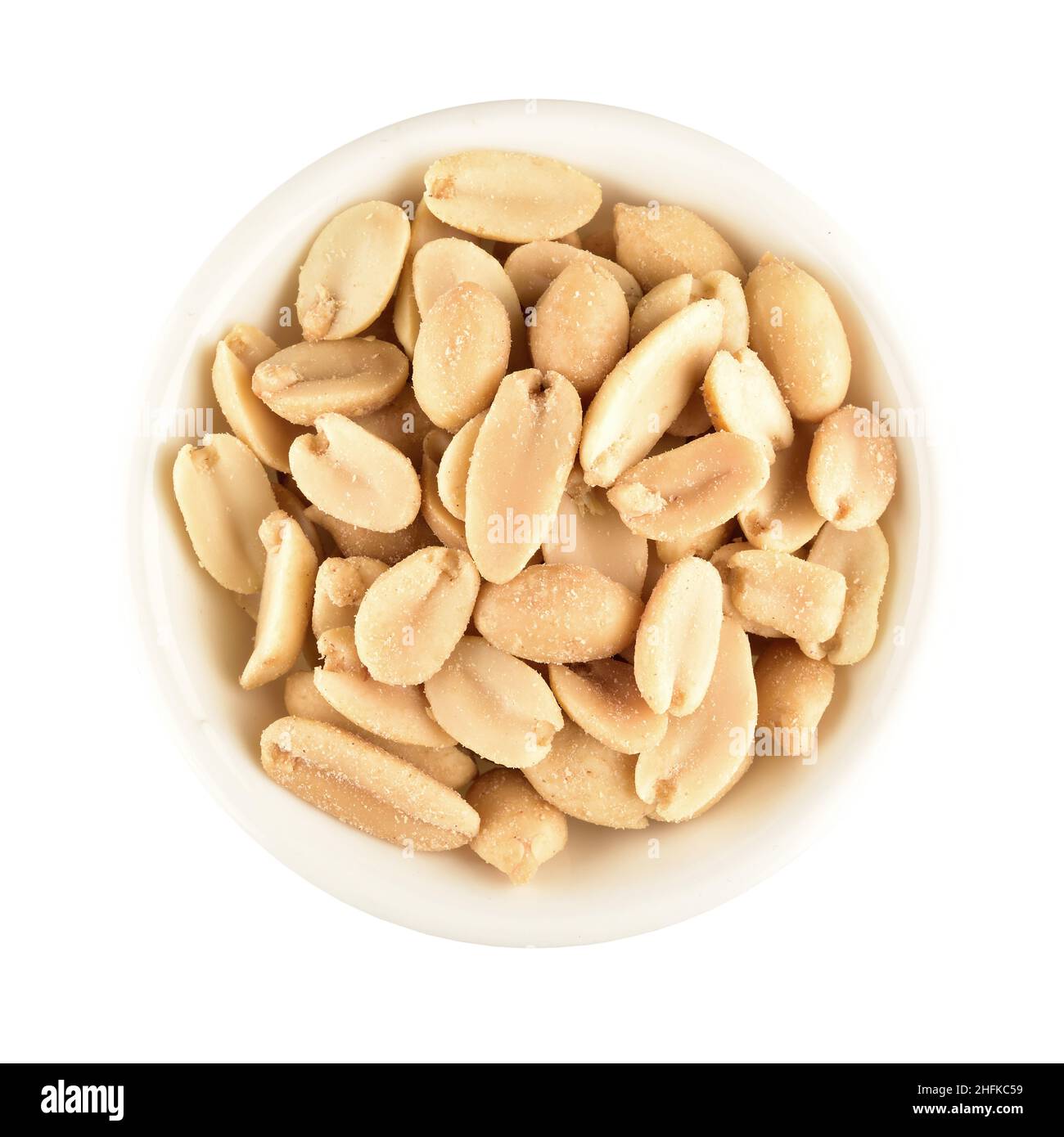 Top View of Salted Peanuts Bowl Isolated on White Background with ...