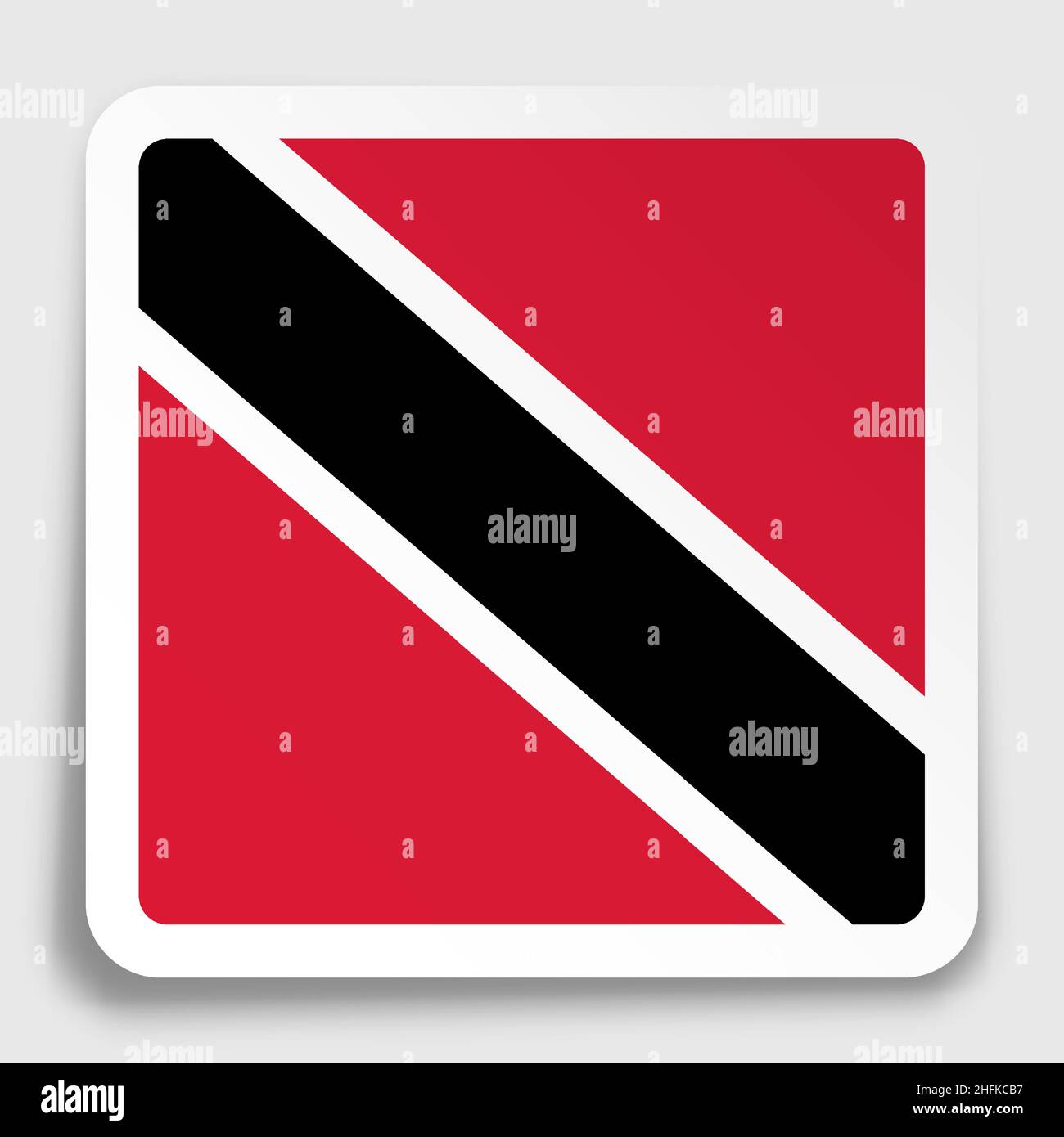 Trinidad and Tobago flag icon on paper square sticker with shadow ...