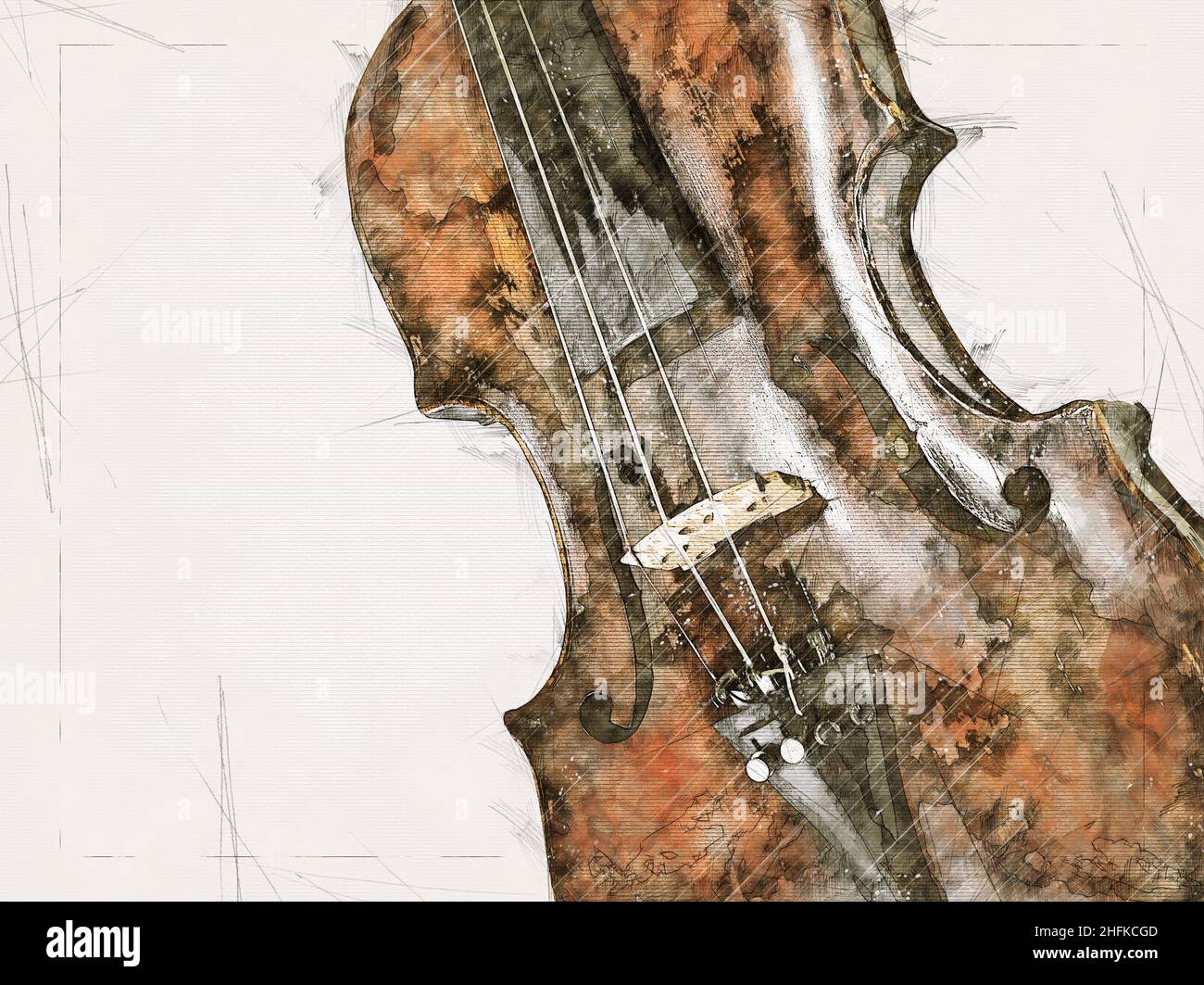 illustration Sketch of the body of a violin Stock Photo - Alamy
