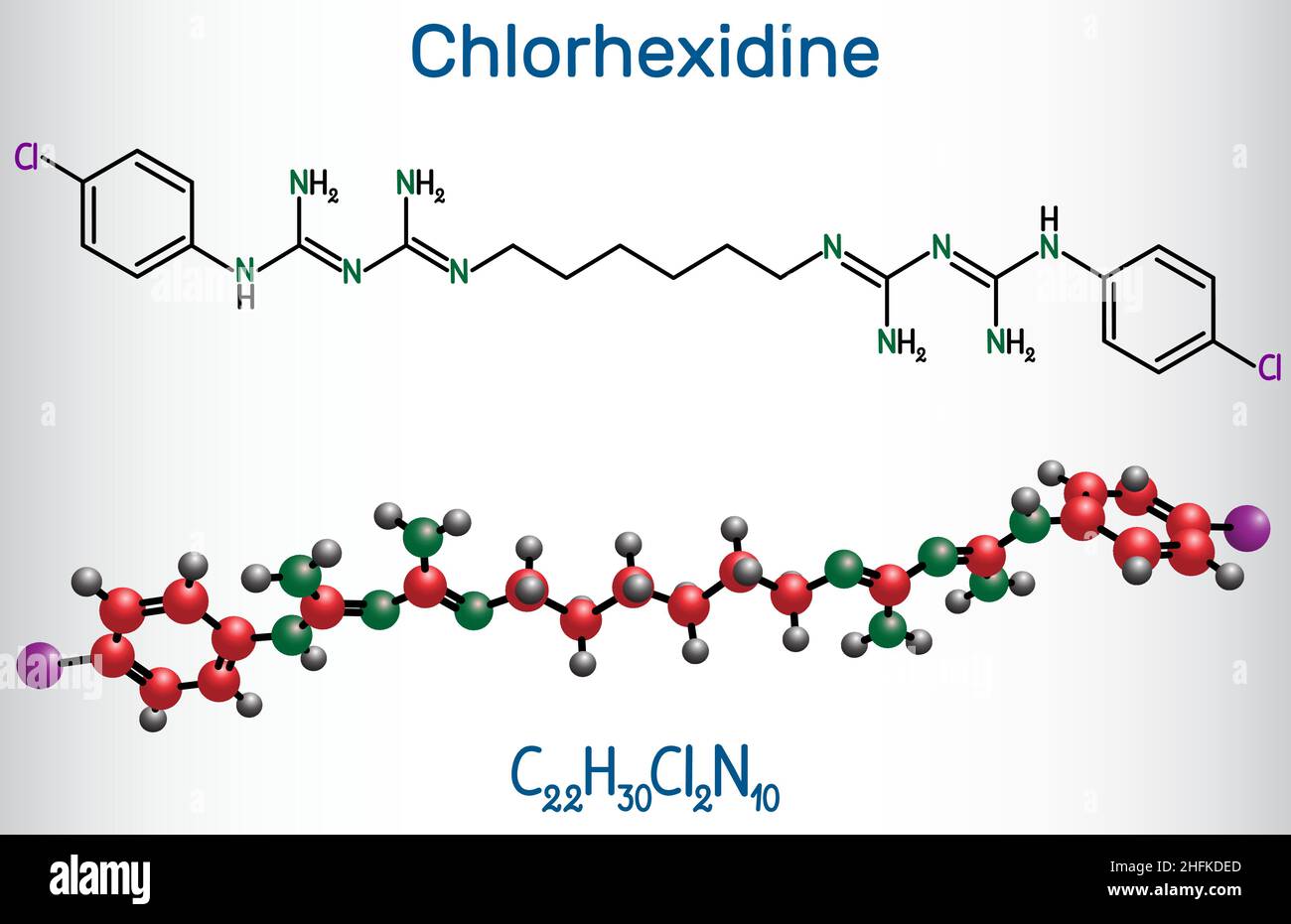 Chlorhexidine (chlorhexidine gluconate, CHG) antiseptic molecule ...