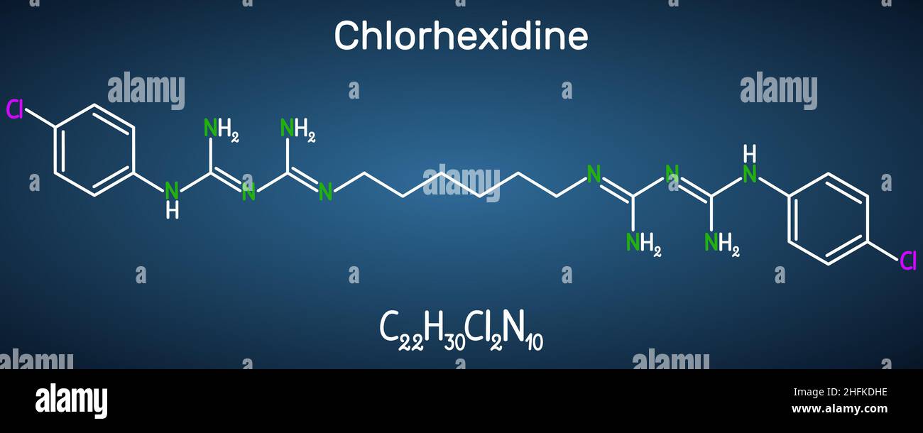 Chlorhexidine (chlorhexidine gluconate, CHG) antiseptic molecule ...