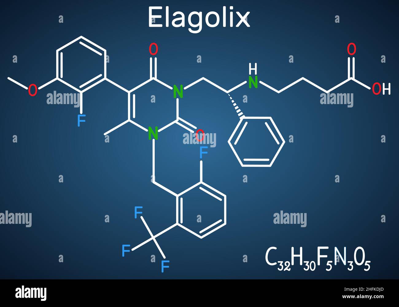 Elagolix drug molecule. It is gonadotropin-releasing hormone ...
