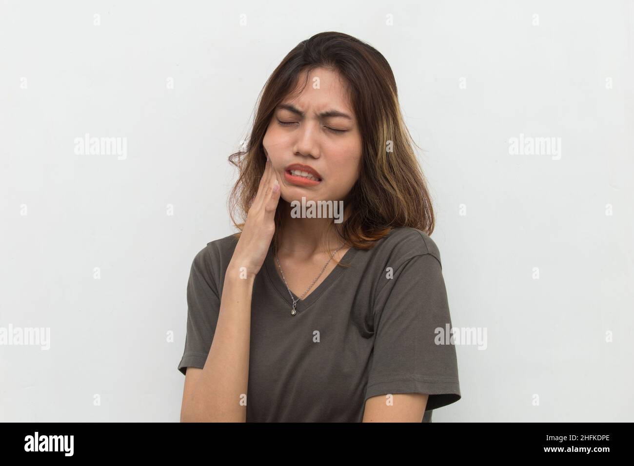 woman with toothache suffering from toothache pain, tooth decay, tooth ...