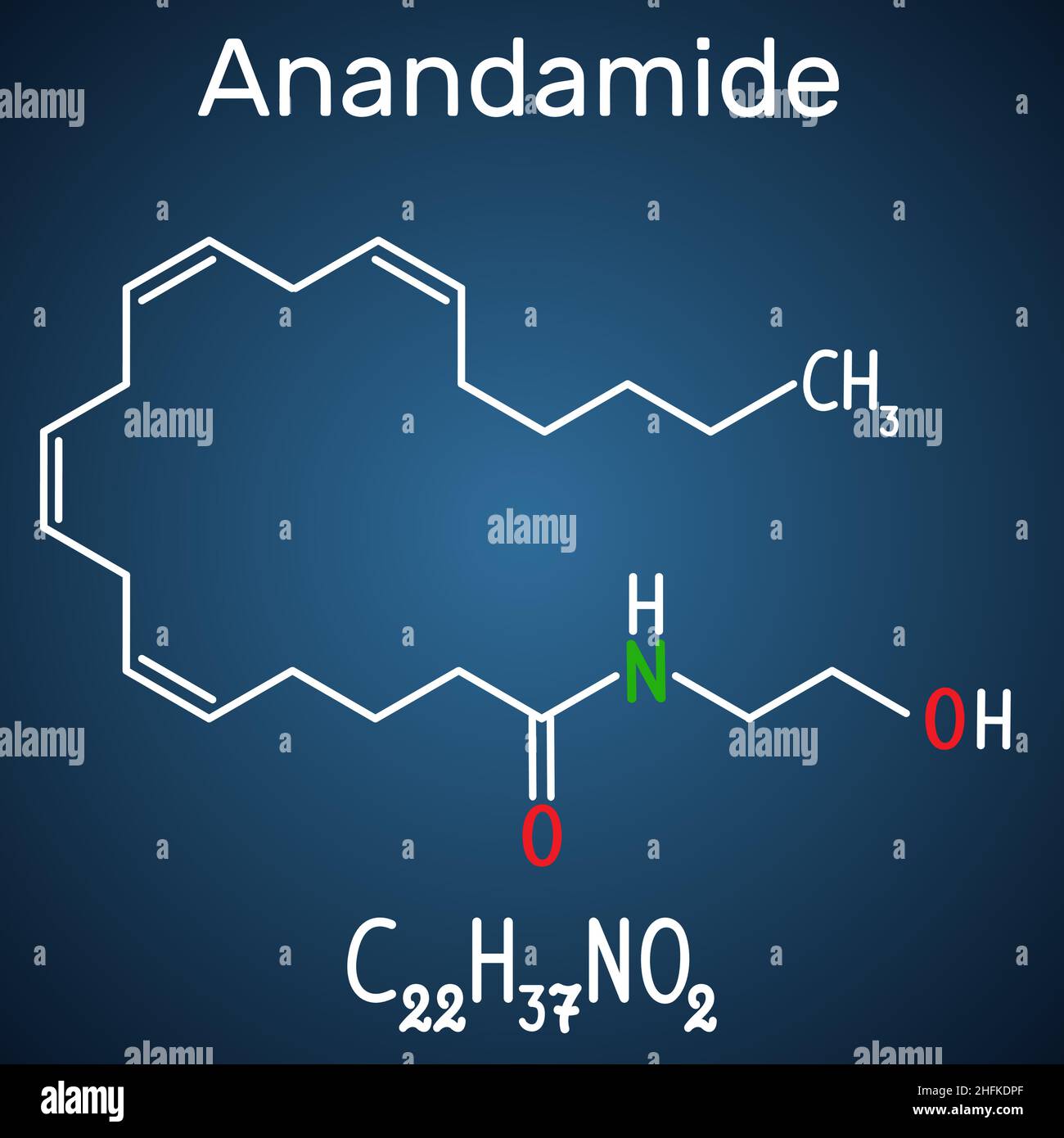 Anandamide molecule. It is endogenous cannabinoid neurotransmitter ...