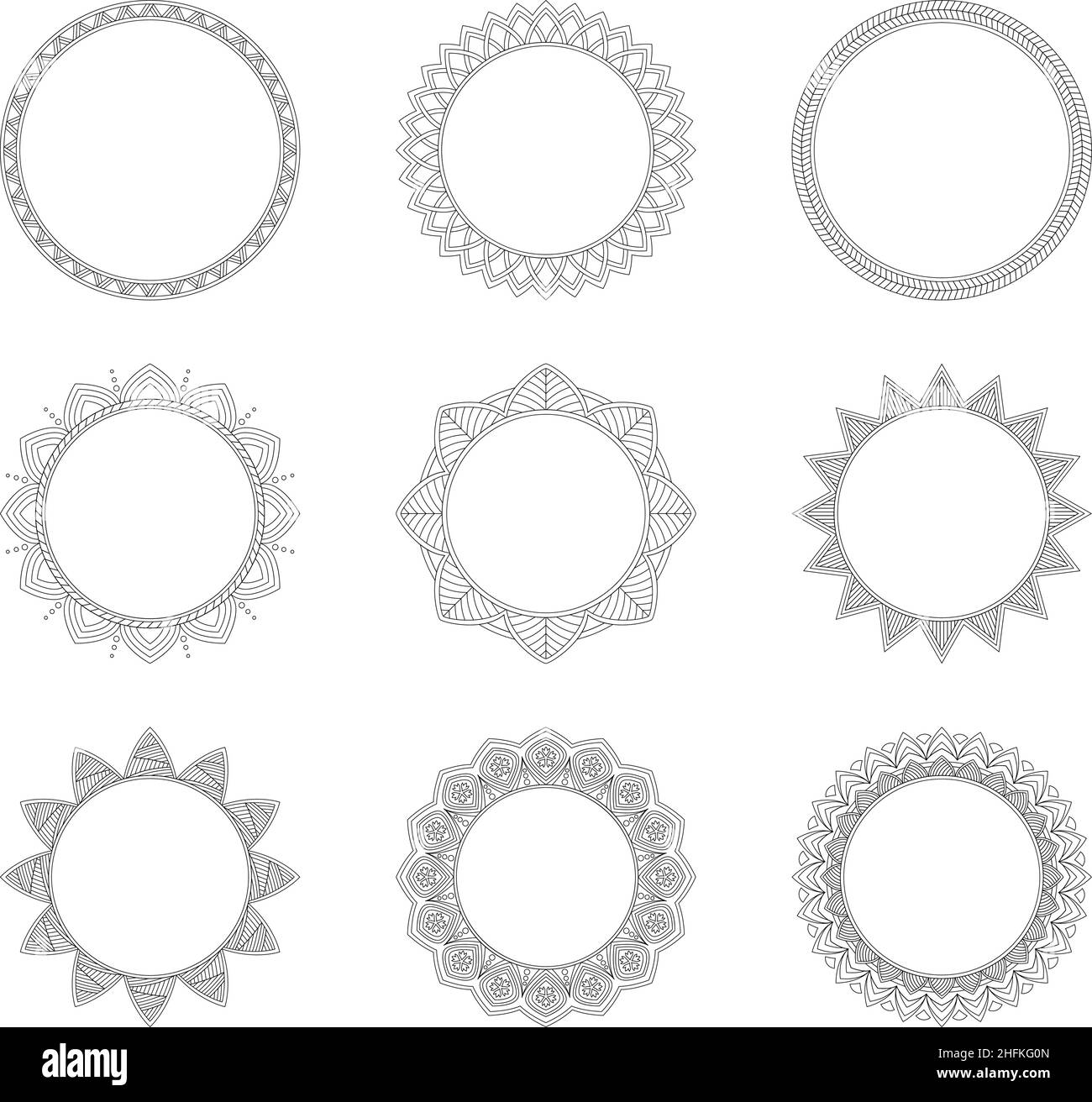 Set of round decorative frames, vector illustration Stock Vector Image ...