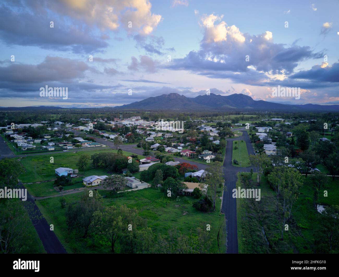 Aerial of Biggenden with Mount Walsh in background Queensland Australia ...