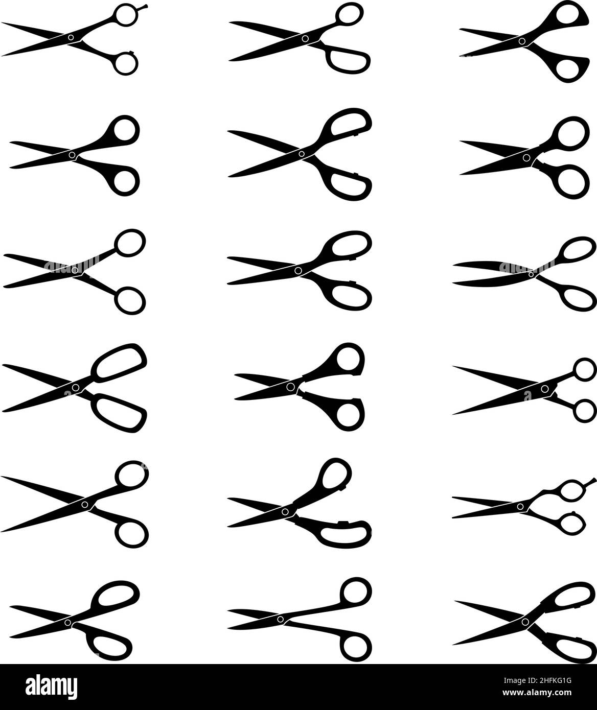 Set of silhouettes of scissors, vector illustration Stock Vector Image ...