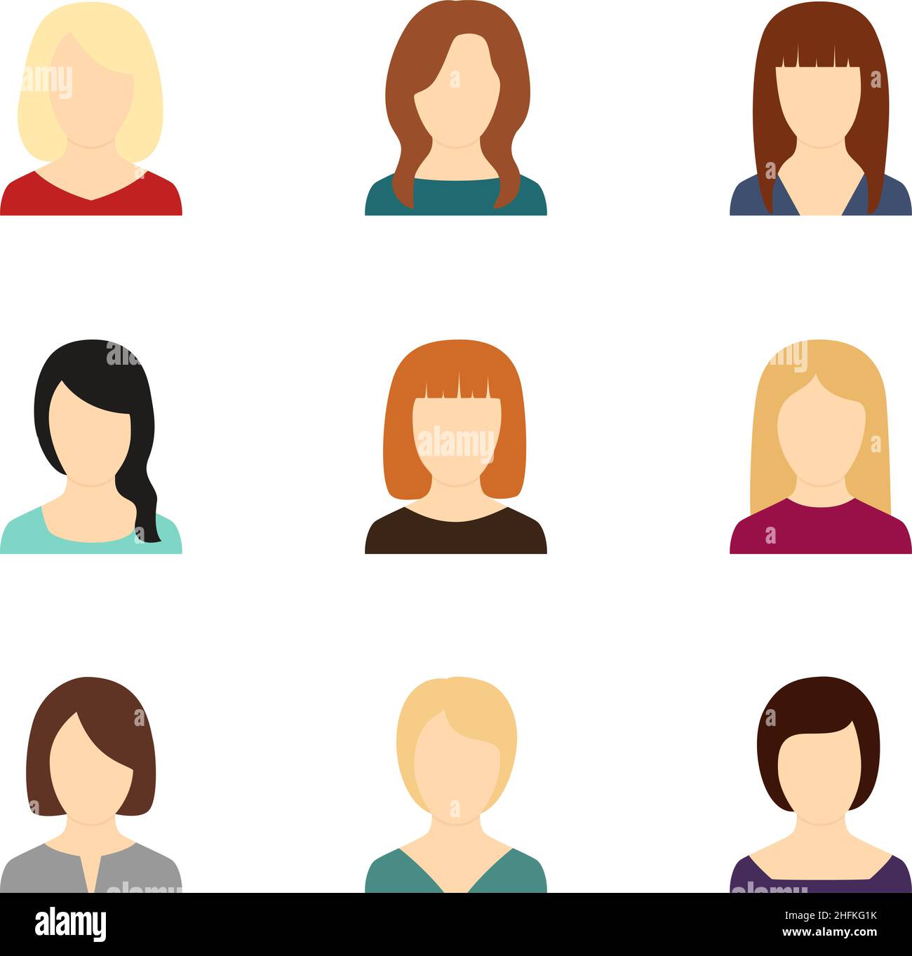 Set of avatars of beautiful girls, vector illustration Stock Vector ...