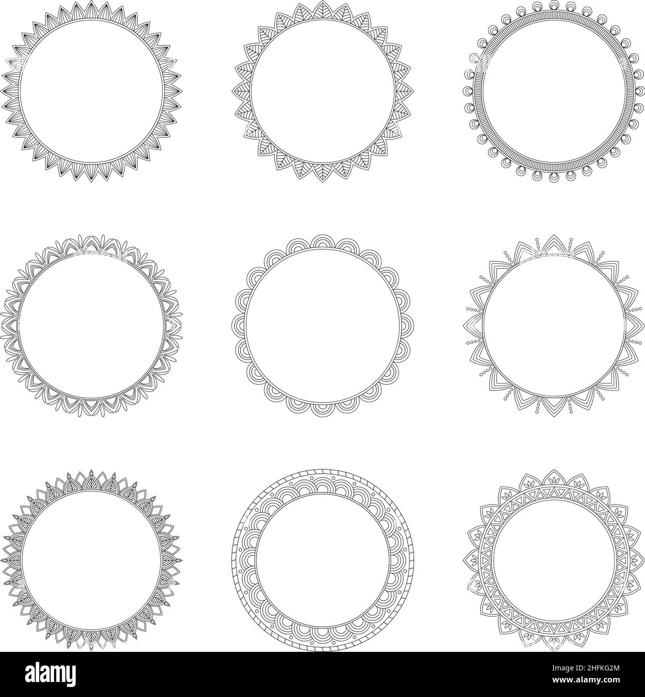 Vector set round decorative Stock Vector Images - Alamy
