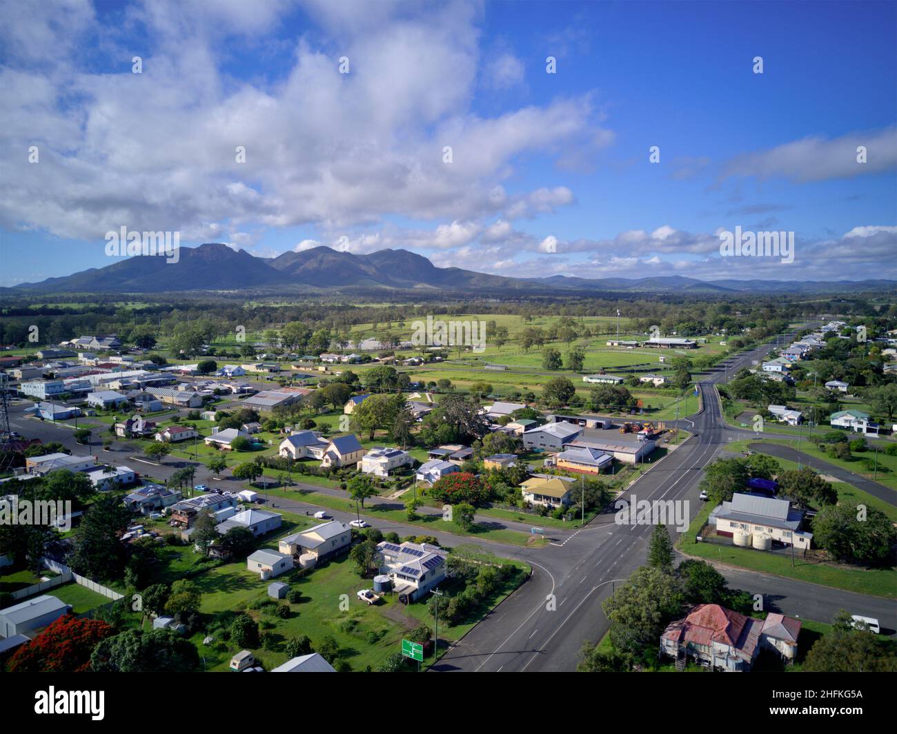 Aerial of Biggenden with Mount Walsh in background Queensland Australia ...