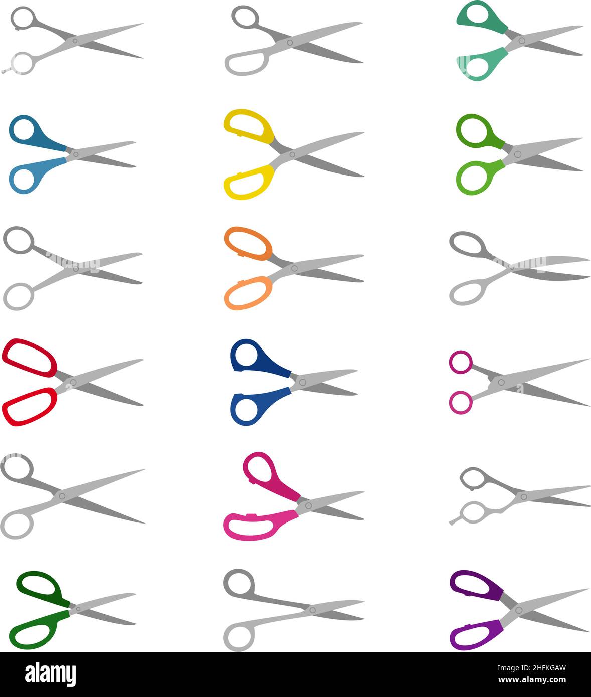 Set of color icons of scissors, vector illustration Stock Vector Image ...