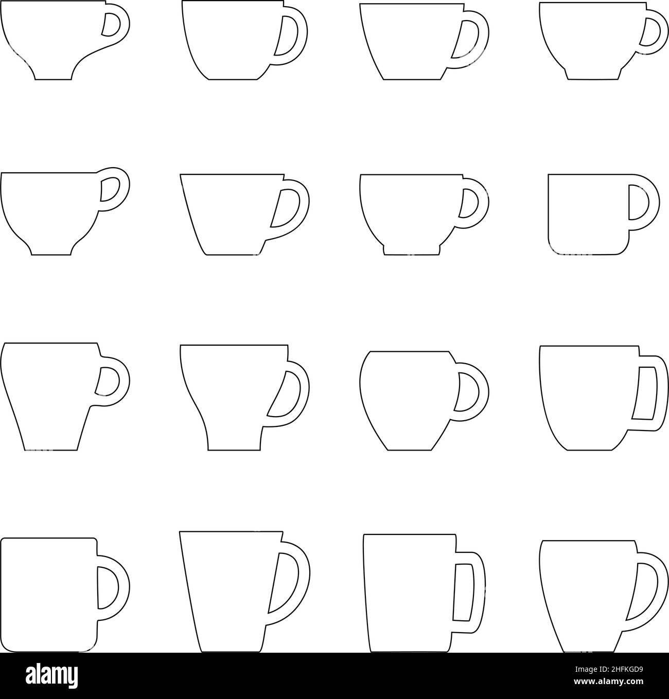Set of contours of cups and mugs, vector illustration Stock Vector ...