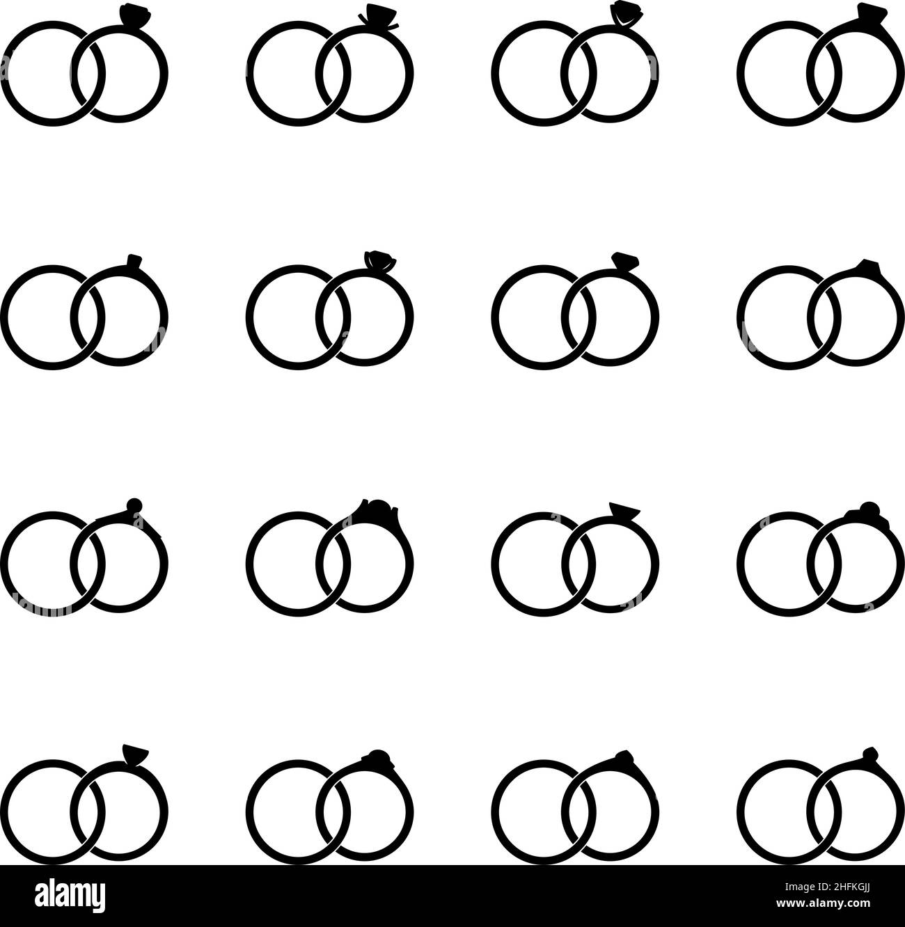 Set of icons of wedding rings, vector illustration Stock Vector Image ...