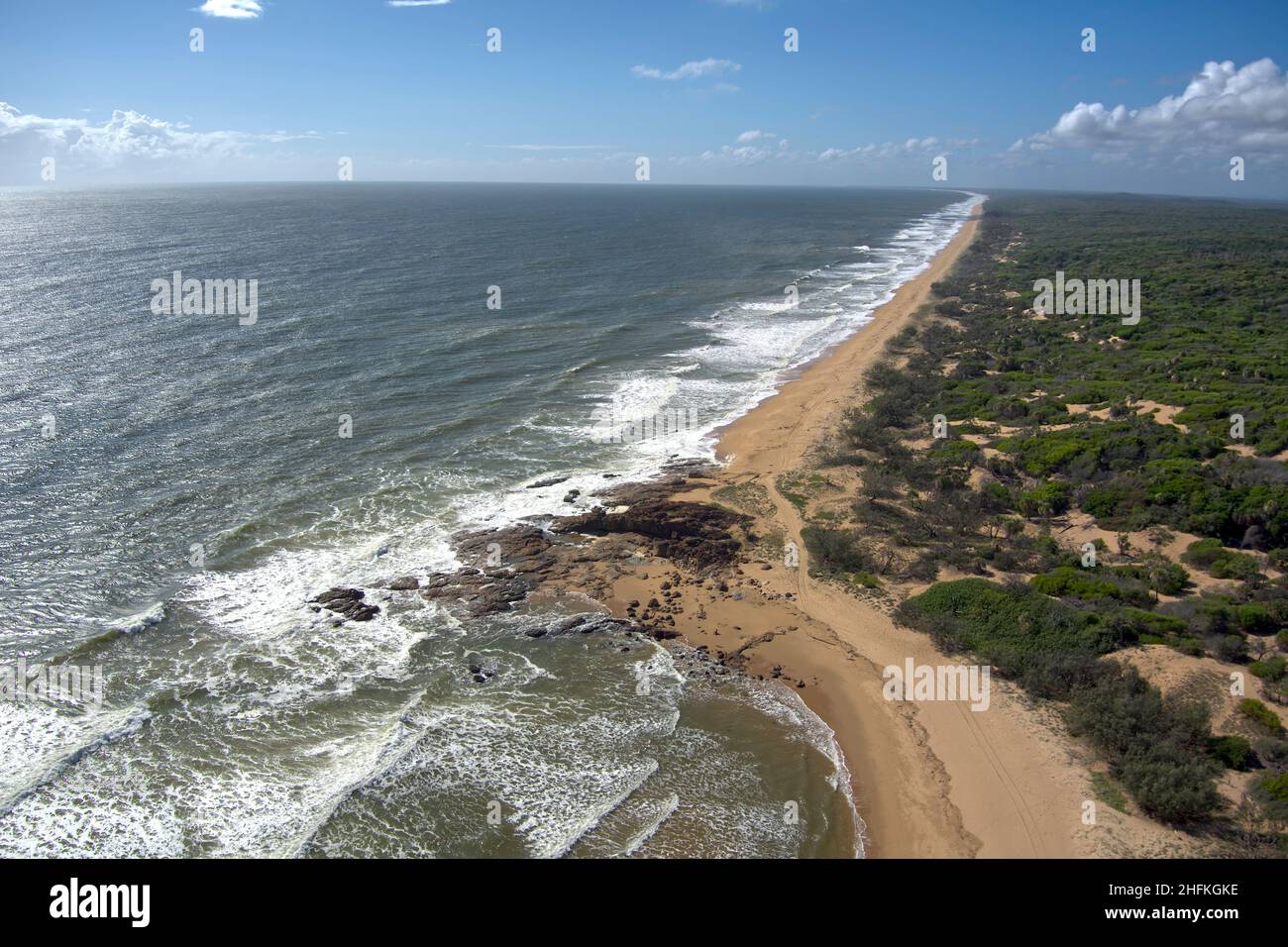 Aerial of the coastline at Wreck Rock Deepwater National Park ...