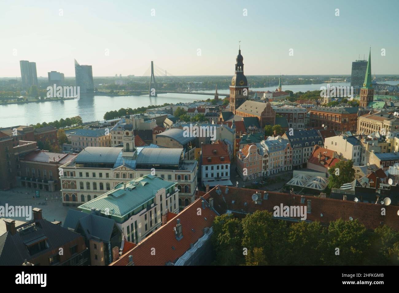 Aerial view of riverside town in summer hi-res stock photography and ...