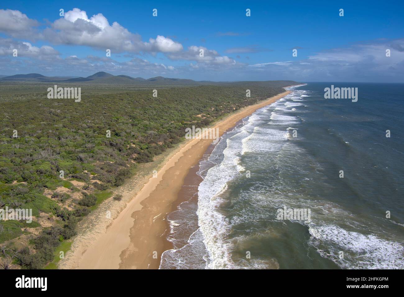 Aerial of the coastline at Wreck Rock Deepwater National Park ...