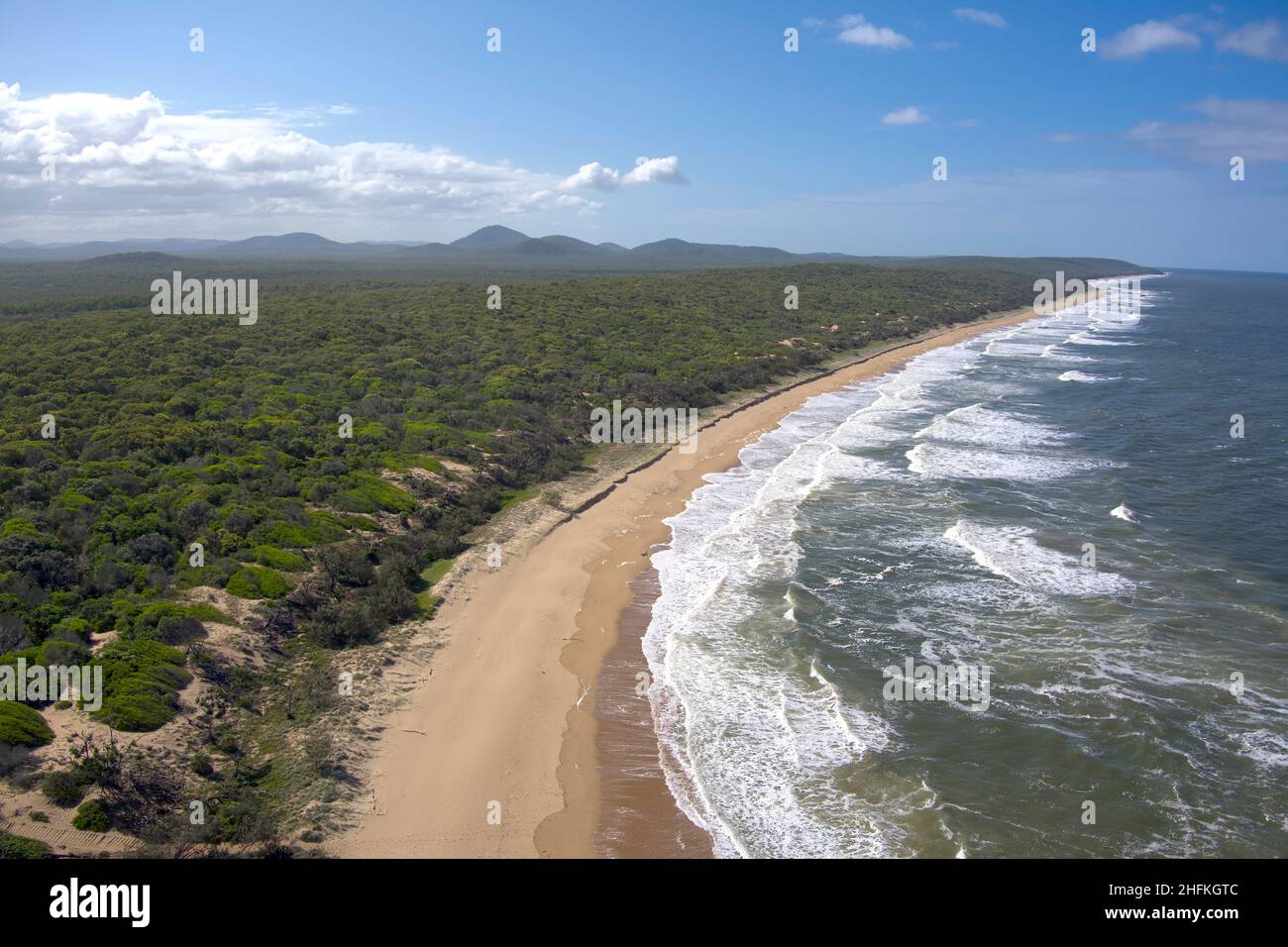 Aerial of the coastline at Wreck Rock Deepwater National Park ...