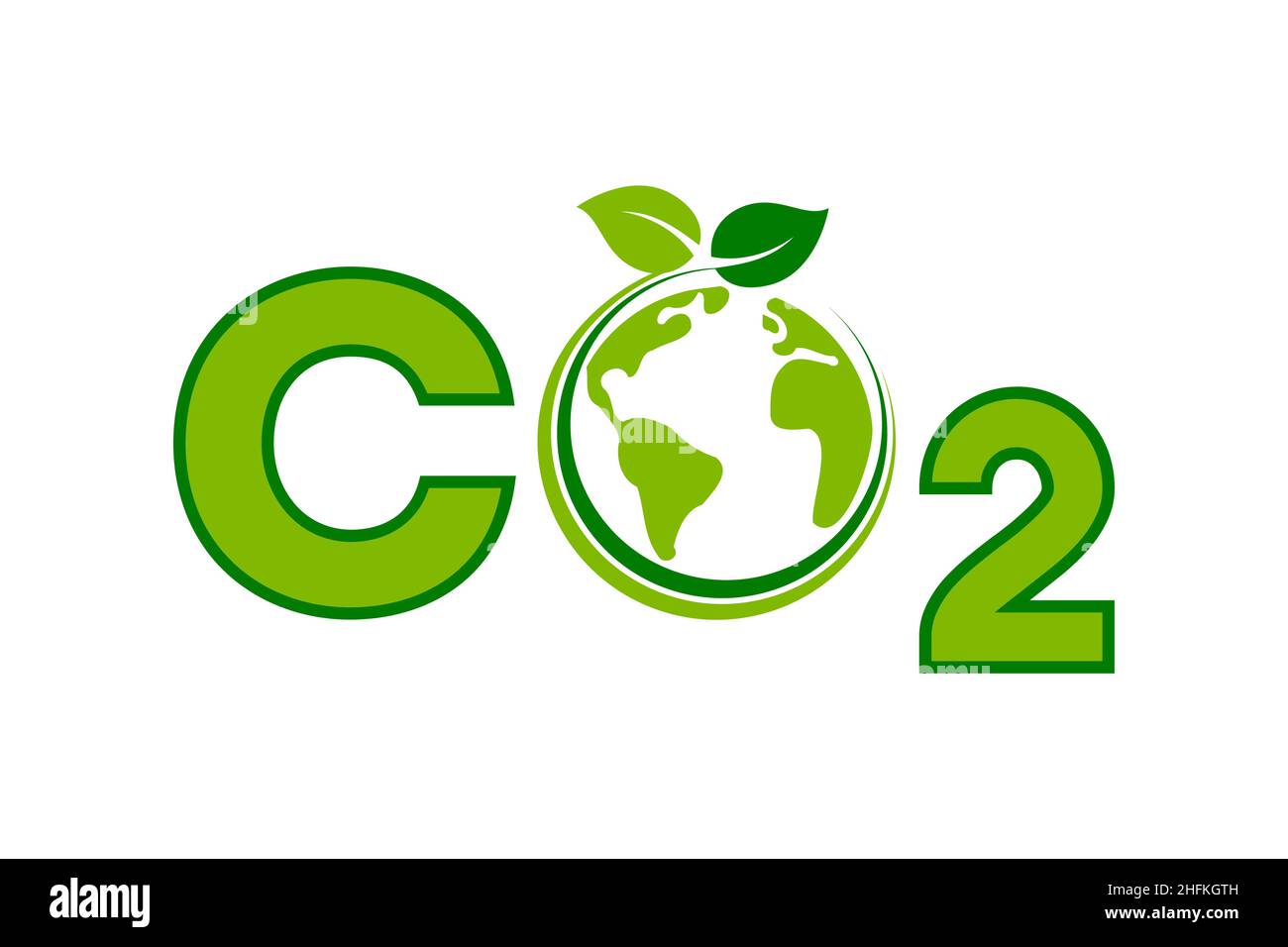 Green carbon dioxide Earth symbol. Zero emission. Carbon neutral ...