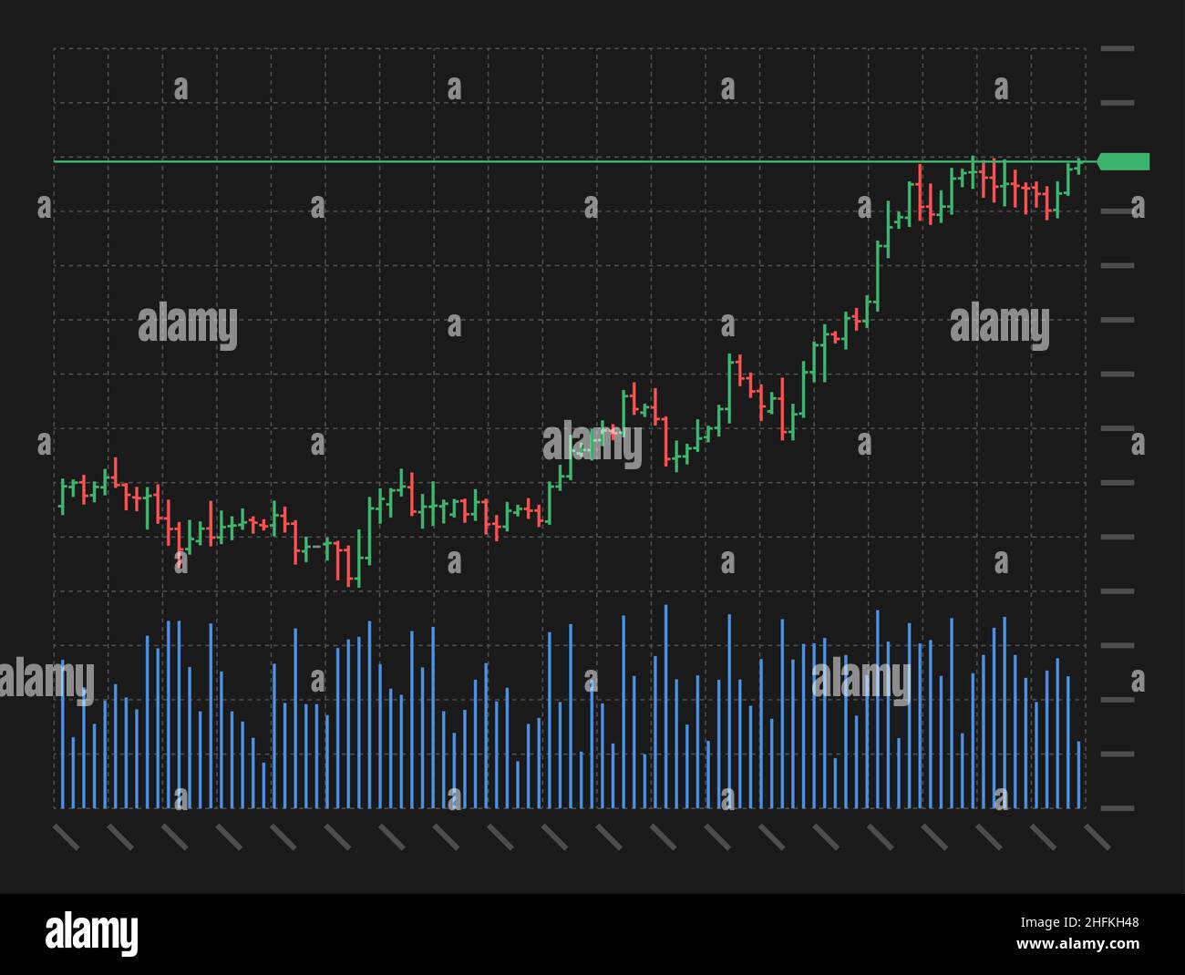 Stock market investment trading technical analysis bar chart on black ...