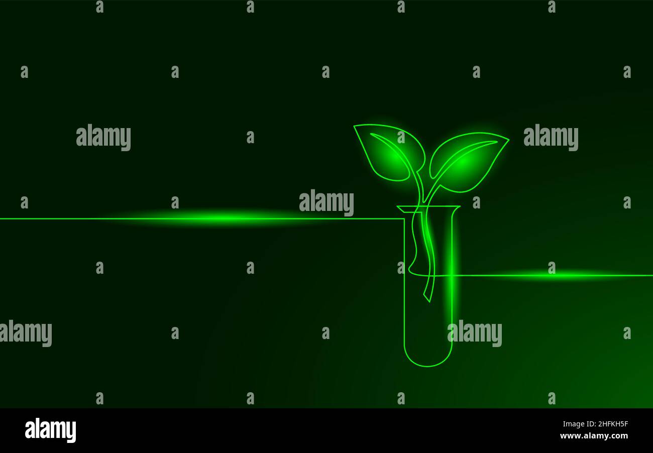 Single continuous line art plant nature science. Eco natural farm ...