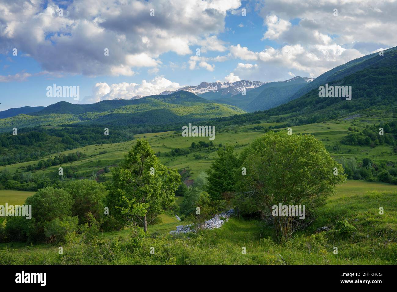 Landscape at springtime near Barrea and Alfedena, L Aquila province ...