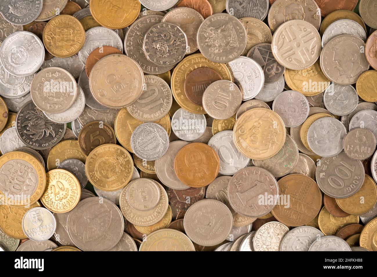 Coins background. Various vintage coins from worldwide as background ...