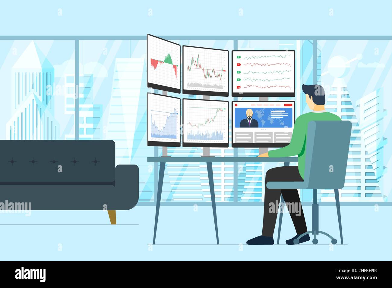 Finance trading office interior screens hi-res stock photography and images - Alamy