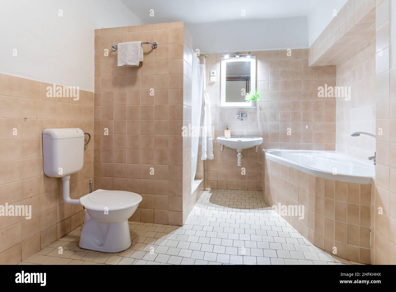 interior of a modern bathroom with a toilet in the house Stock Photo ...