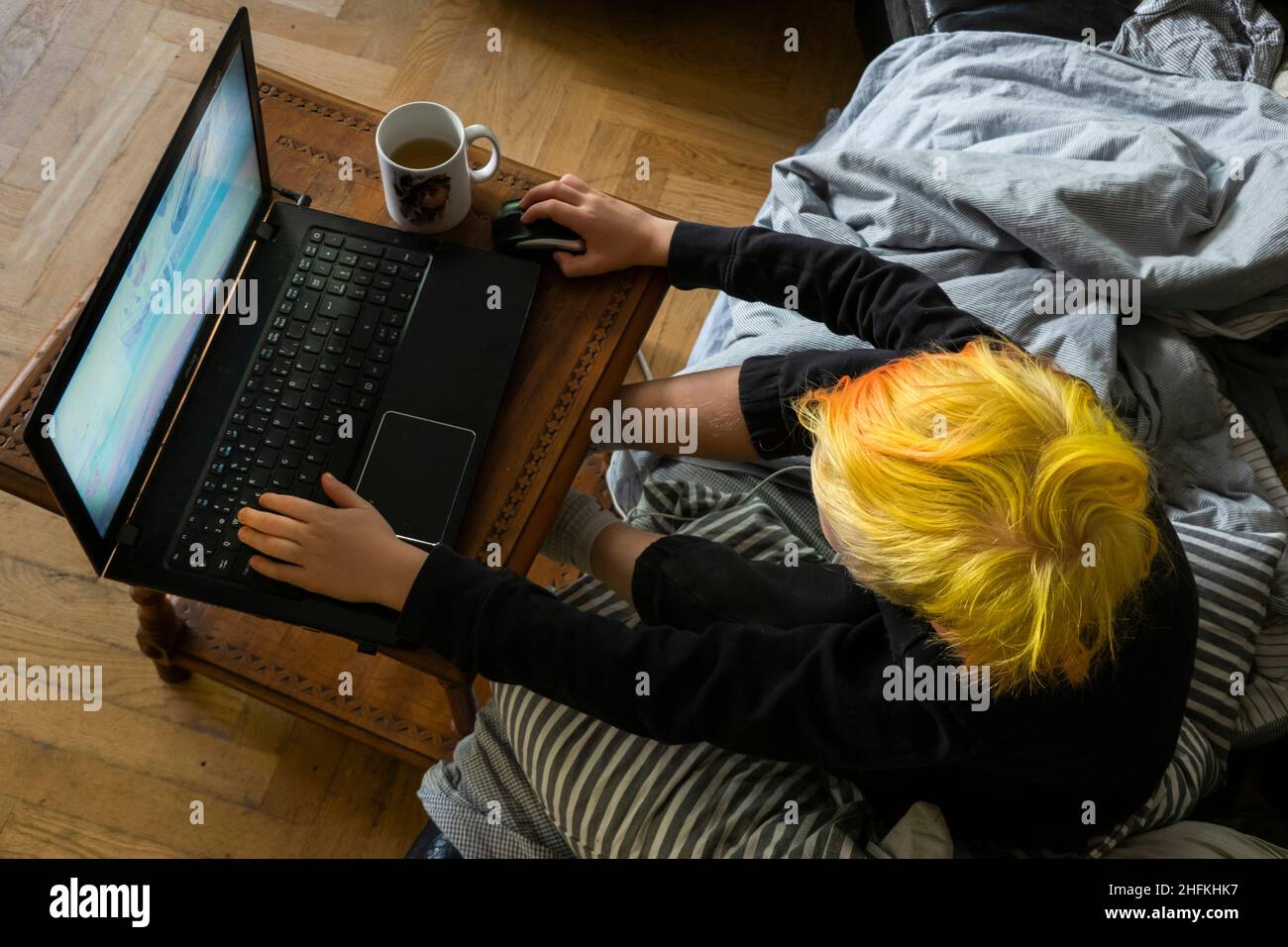Boy playing game on laptop hi-res stock photography and images - Alamy