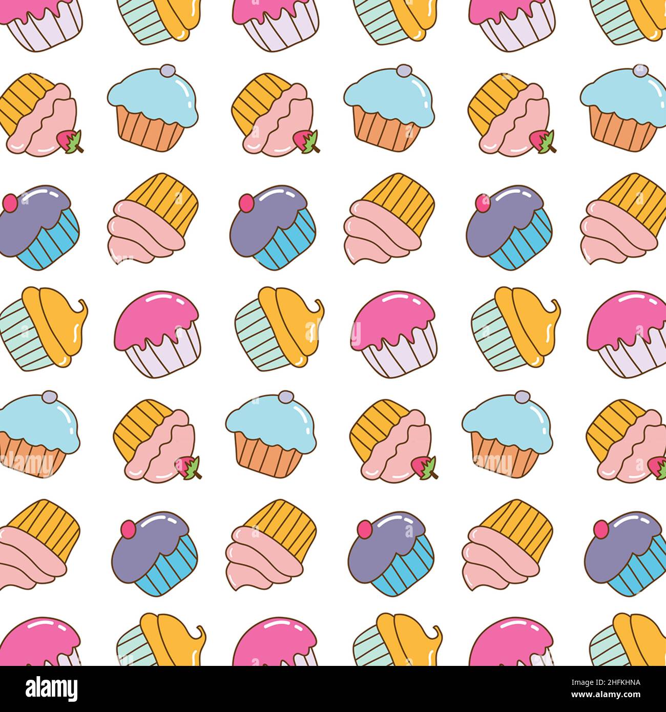 Cute Colorful Cakes Cupcakes Sweets Pattern Stock Photo - Alamy