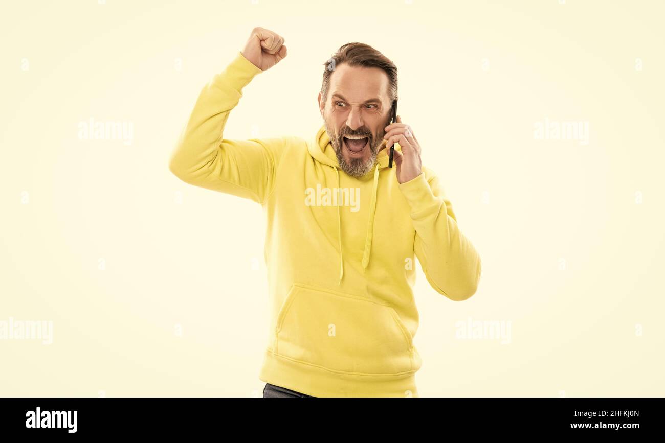 Man phone happy speaking hi-res stock photography and images - Alamy