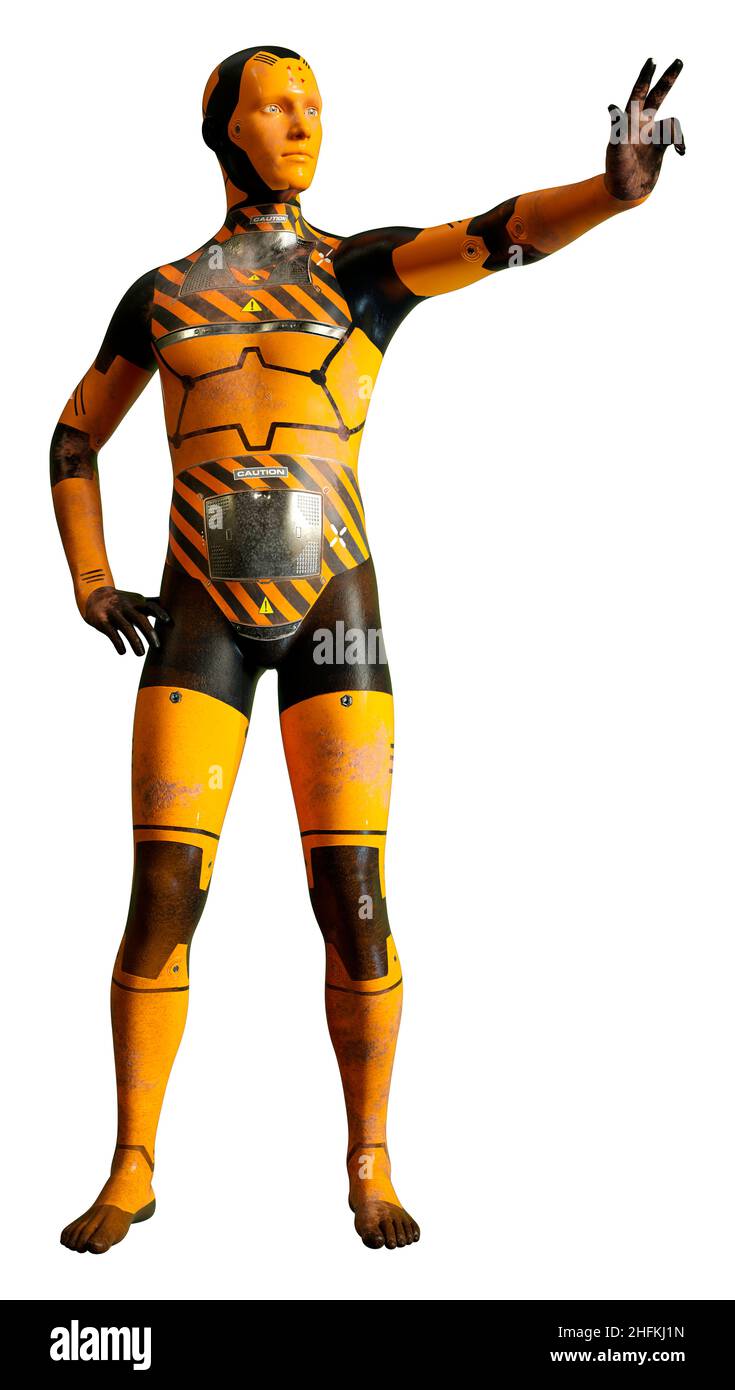 3D rendering of a male robot isolated on white background Stock Photo ...