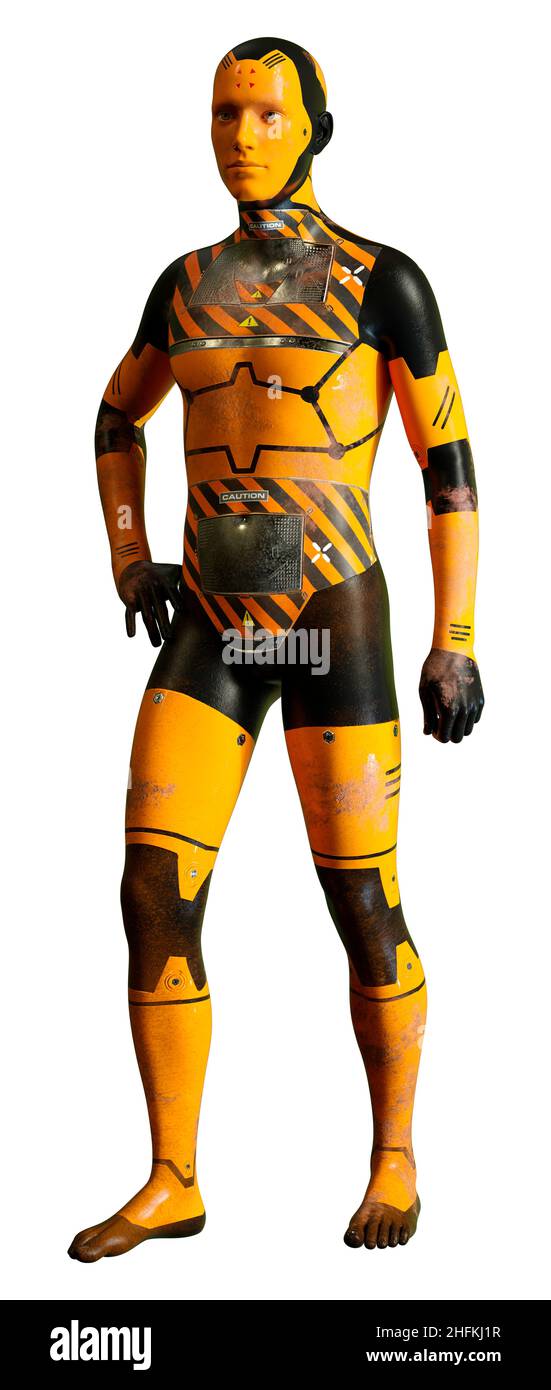 3D rendering of a male robot isolated on white background Stock Photo ...