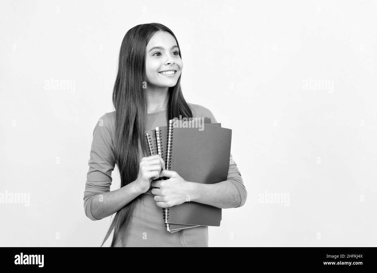school girl with notebook. back to school. teen girl ready to study ...